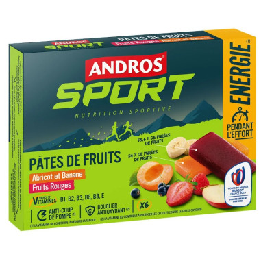 Barres ANDROS Pâte de Fruits - Abricot / Banane / Fruits Rouges x6