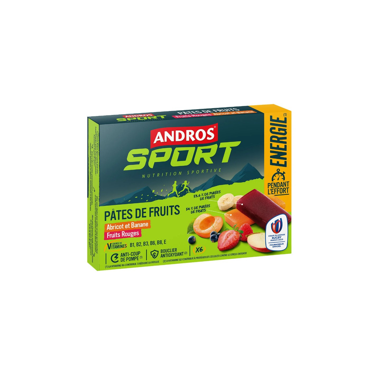 Barres ANDROS Pâte de Fruits - Abricot / Banane / Fruits Rouges x6